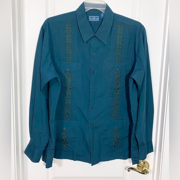 Vintage | Shirts | Vtg Tropicool Embroidered Guayabera Button Down Long ...